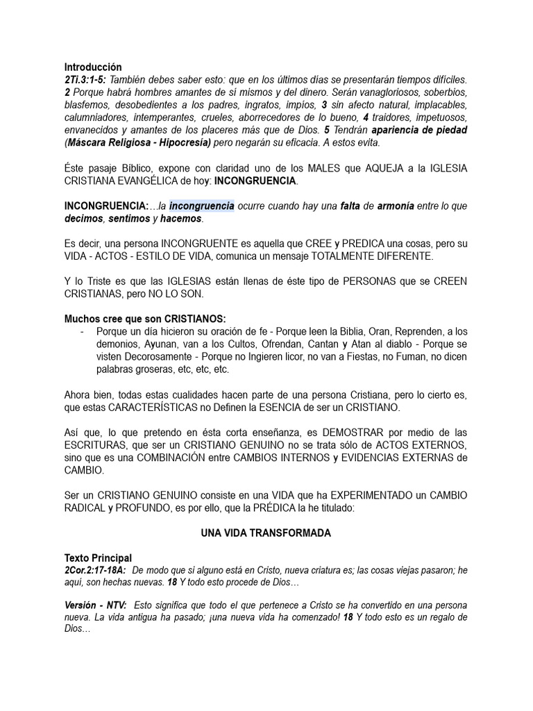 Una Vida Transformada | PDF | Cristo (título) | Fruto Del Espiritu Santo