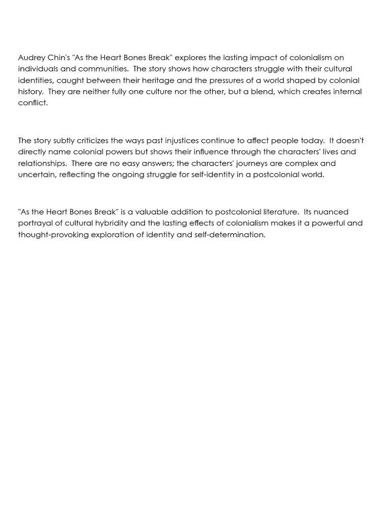 Postcolonial Identity in "As the Heart Bones Break" | PDF