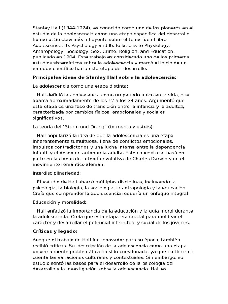 Info Stanley Hall 2 | PDF | Sicología | Adultos