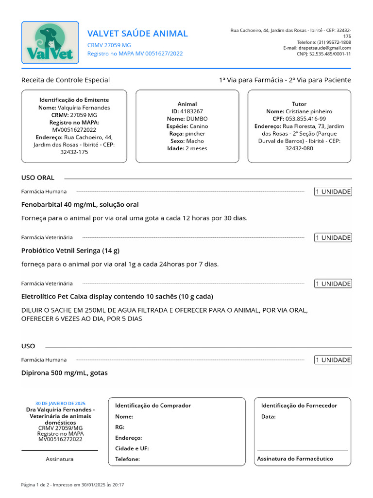 Receita de Controle Especial Do DUMBO | PDF | Animais e seres humanos | Zoologia