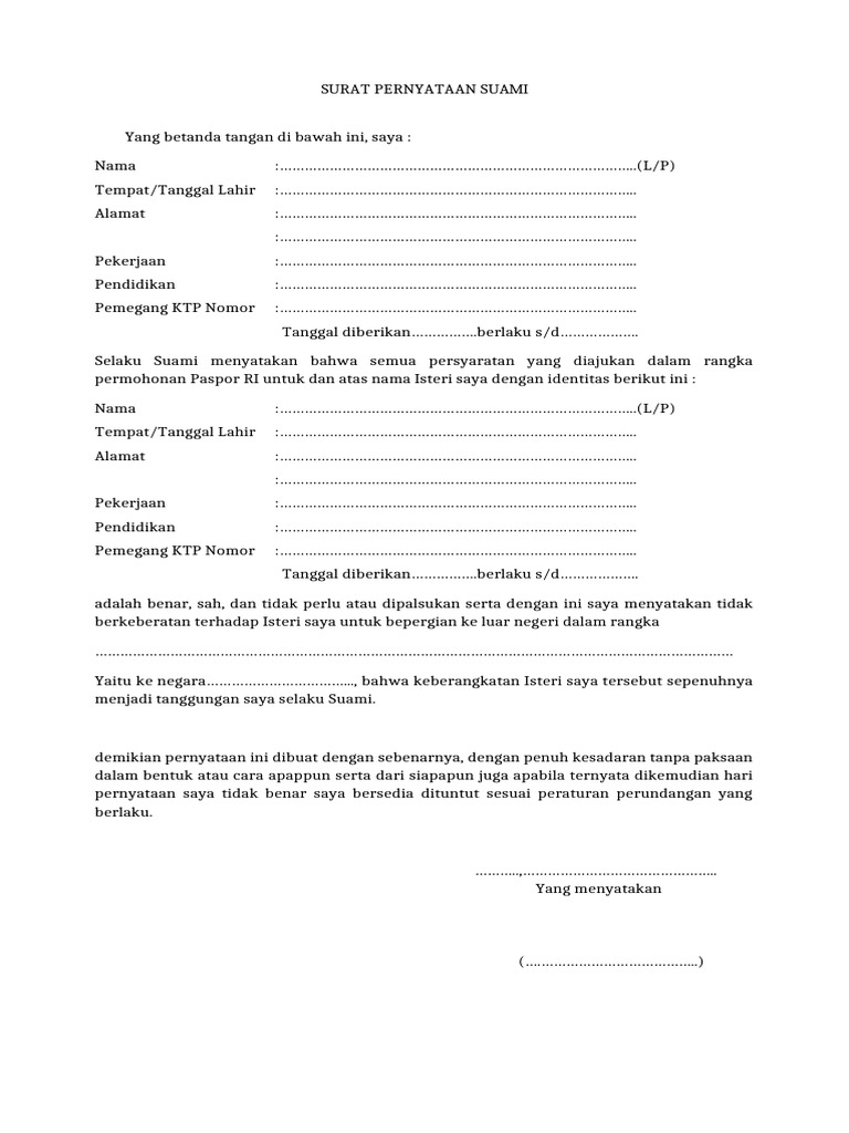 Surat Pernyataan Suami | PDF