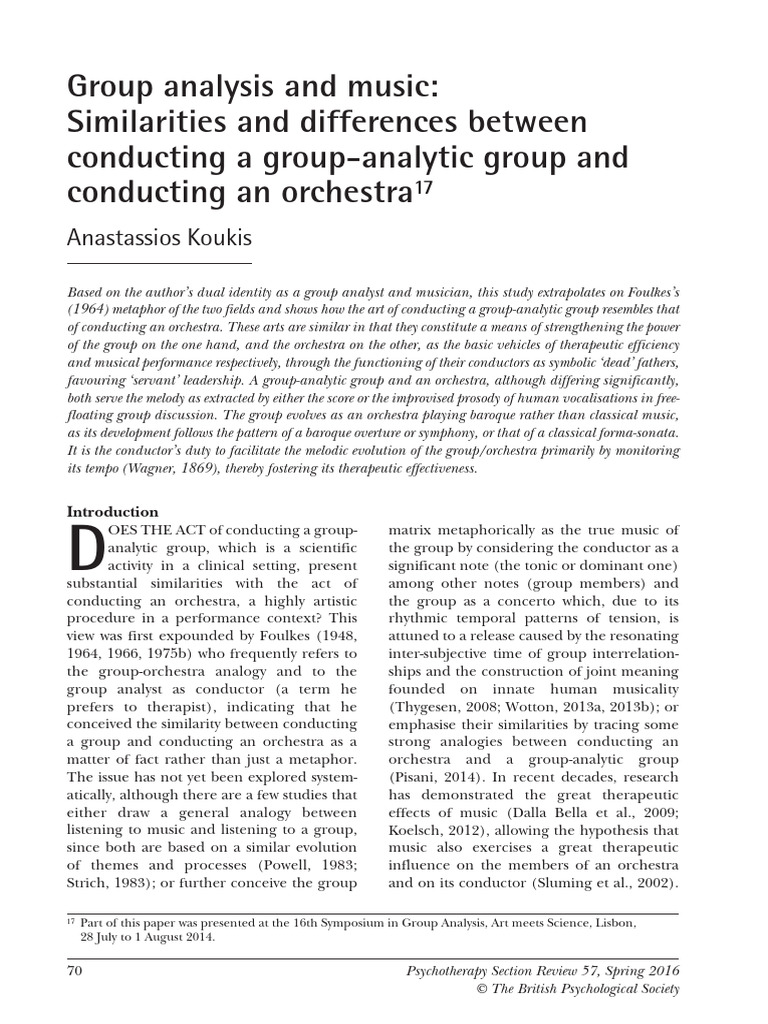 Group Analysis and Music: Similarities and Differences Between ...