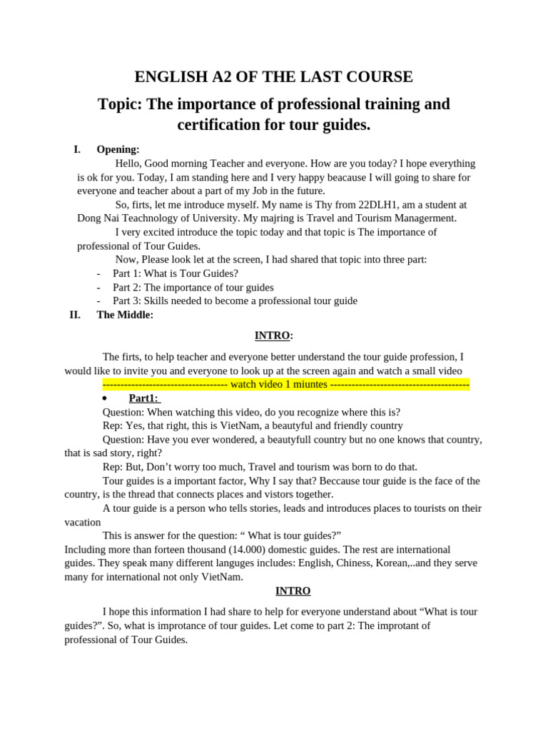 Importance of Tour Guide Certification | PDF