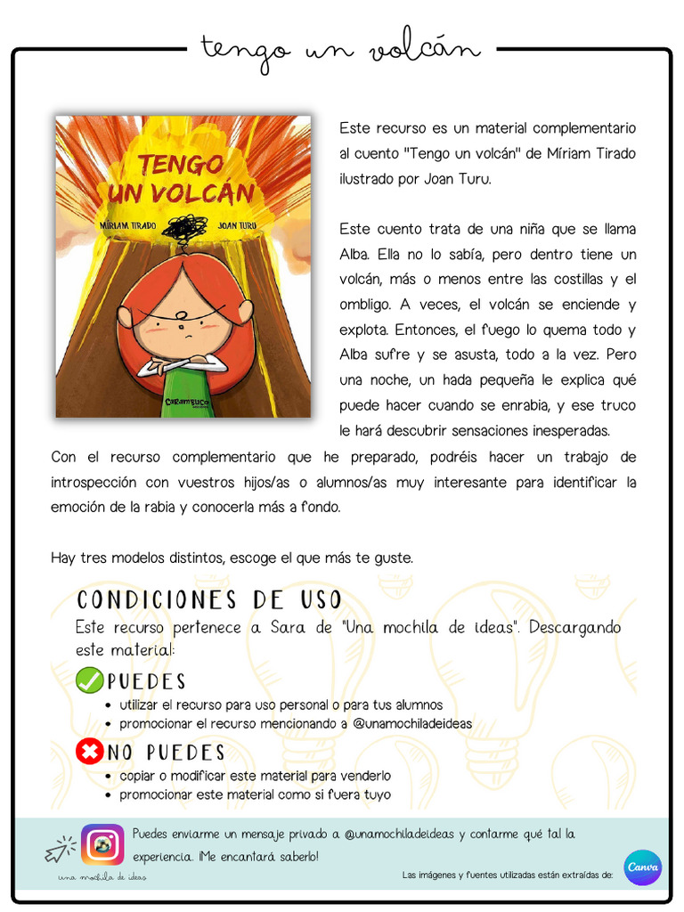 Actividades del cuento "Tengo un volcán" | PDF | Volcán