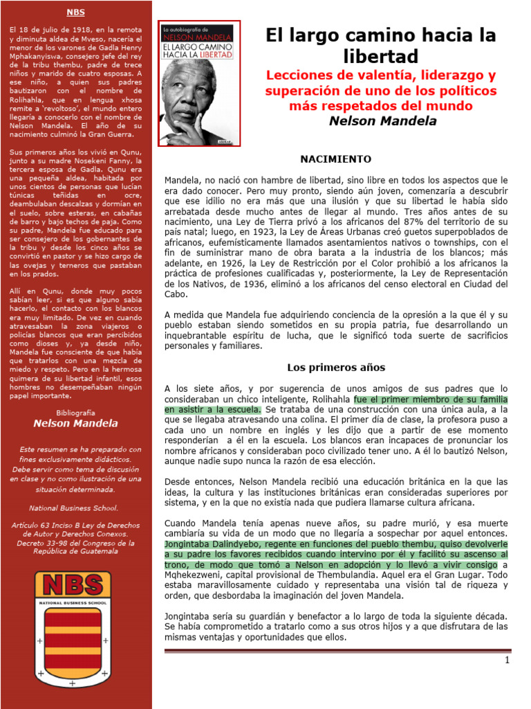 El Largo Camino Hacia La Libertad | PDF | Nelson Mandela | Prisión