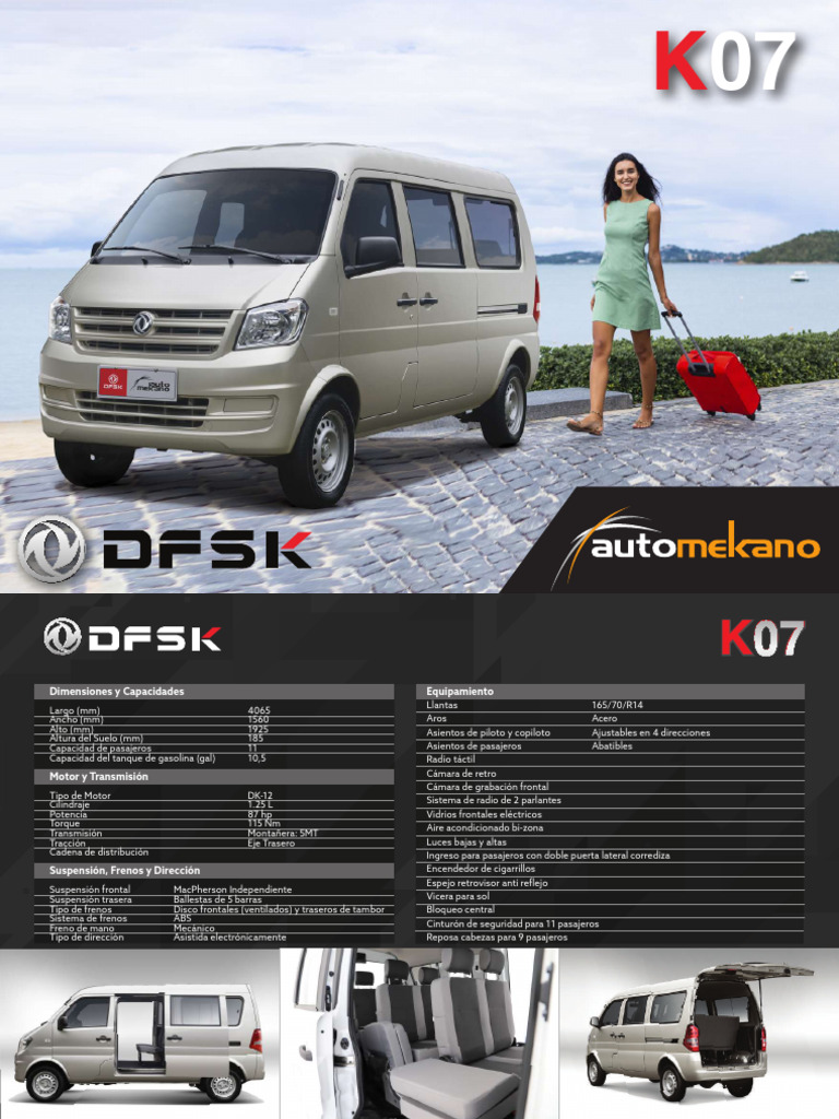 Ficha Técnica DFSK K07 Minicamioneta | PDF | Fabricantes de vehículos ...