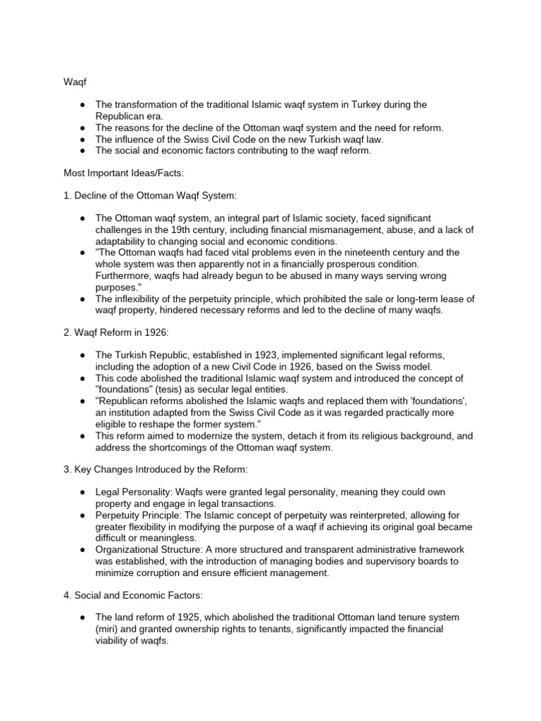 Reform of Turkey's Waqf System | PDF | Caliphate | Ottoman Empire