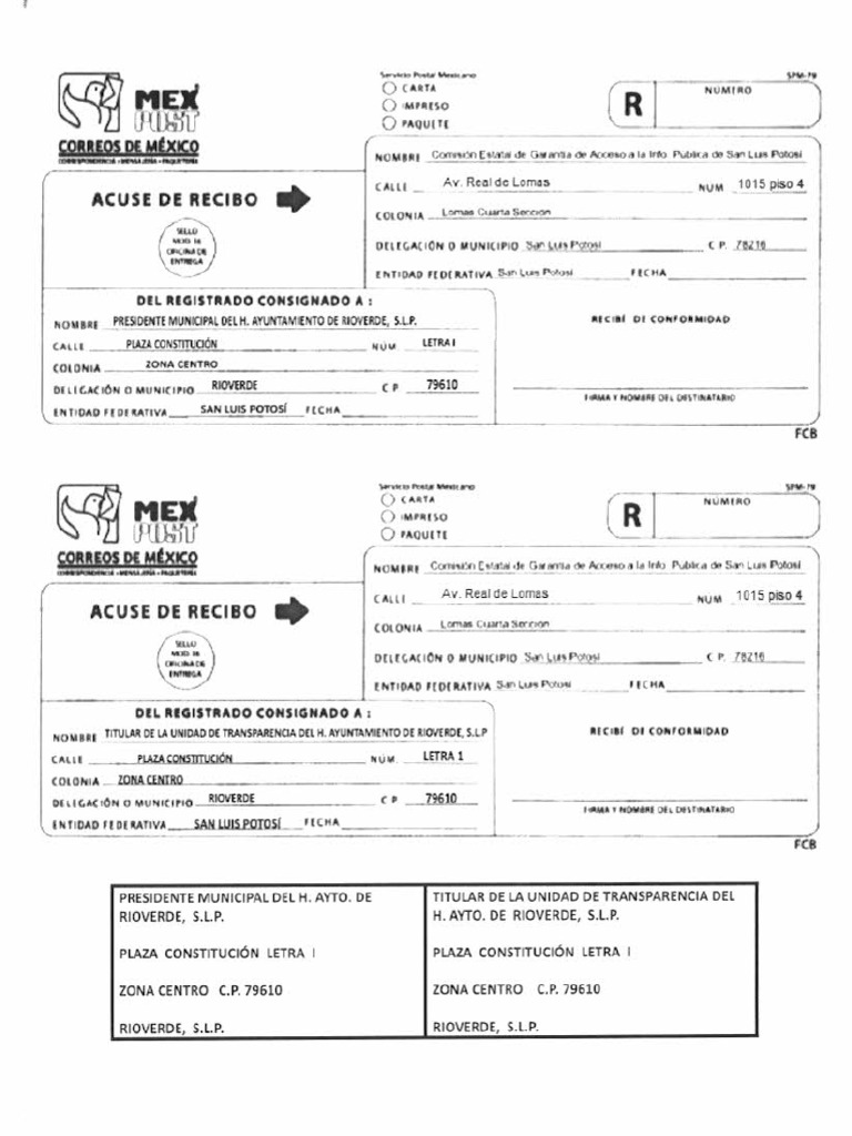 Acuse Rioverde 000001 | PDF