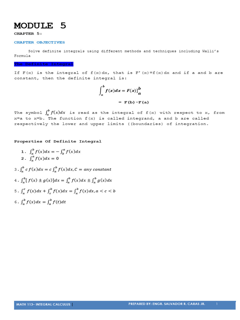 Definite Integrals and Wallis' Formula | PDF | Integral | Mathematical Analysis