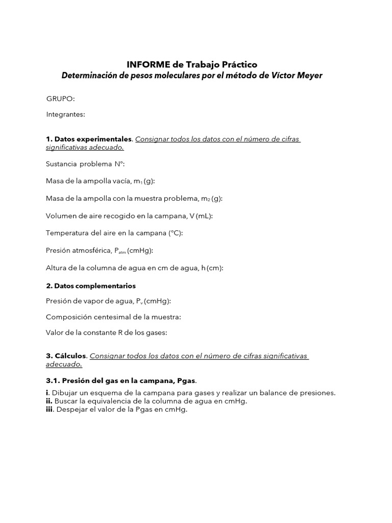 Informe TP de Viktor Meyer 2024 | PDF | Gases | Agua