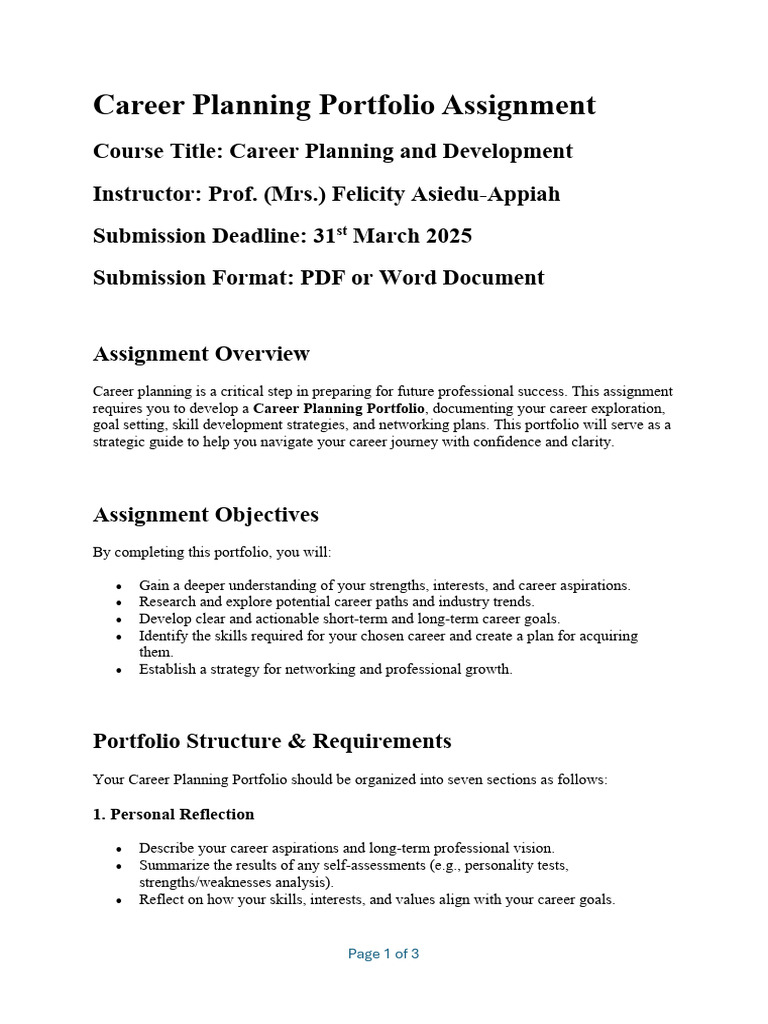 Career Planning Portfolio Guide | PDF | Goal | Goal Setting