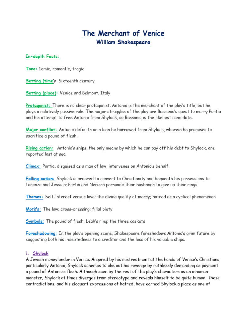Overview of The Merchant of Venice | PDF | The Merchant Of Venice | Shylock