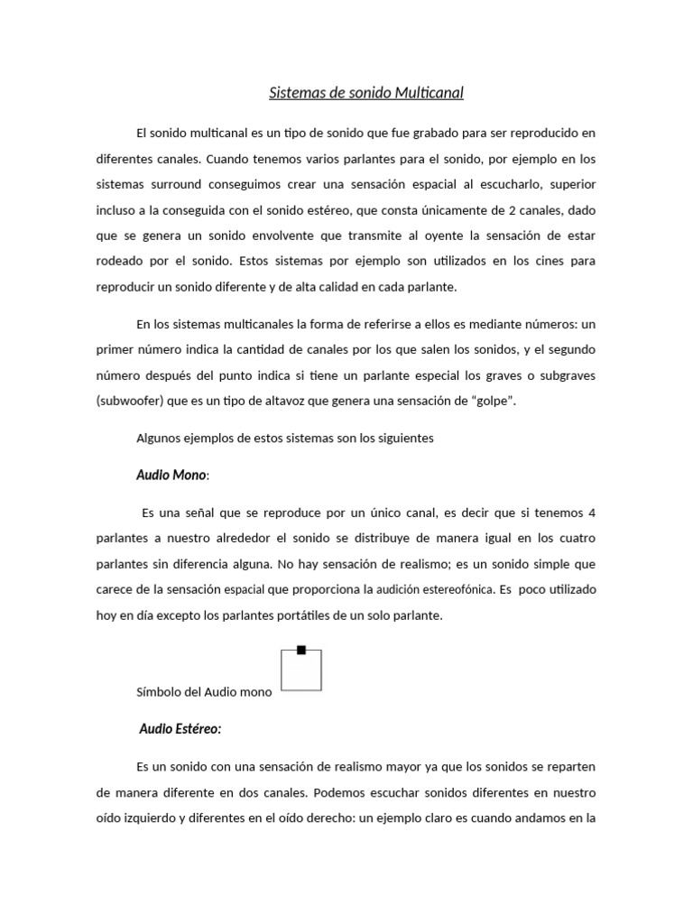 5.1_Sistemas_de_sonido_Multicanal | PDF | Altoparlante | Sonido