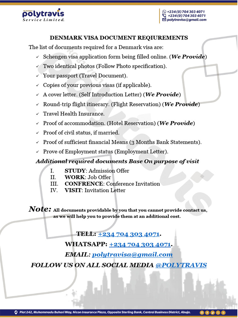 Denmark Visa Reqiurements | PDF
