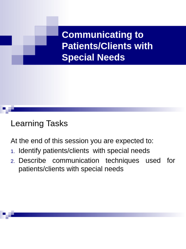 M To Patients With Special Needs | PDF | Wheelchair | Cognition