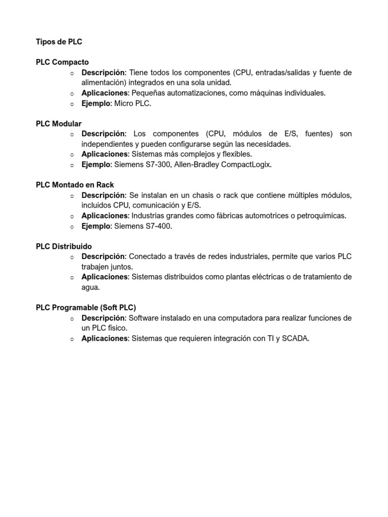 Guía de Tipos de PLC y Sus Usos | PDF