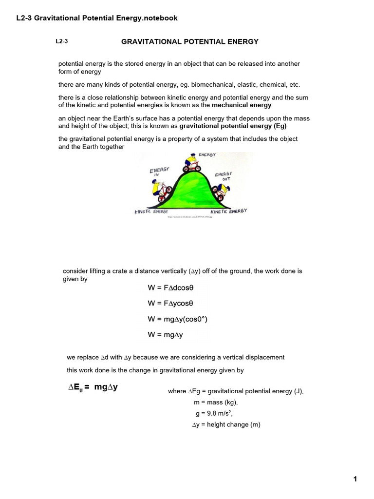 L2-3 Gravitational Potential Energy | PDF | Potential Energy | Kinetic Energy