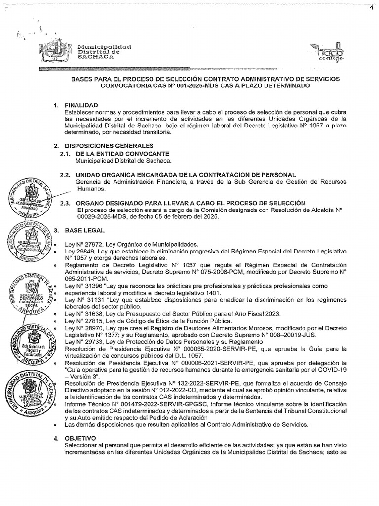Convocatoria Cas 001 2025 | PDF