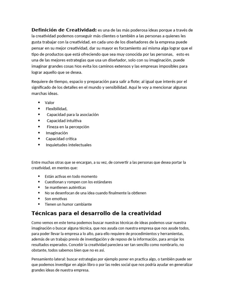 Definición y Estrategias de Creatividad | PDF | Creatividad | Marketing