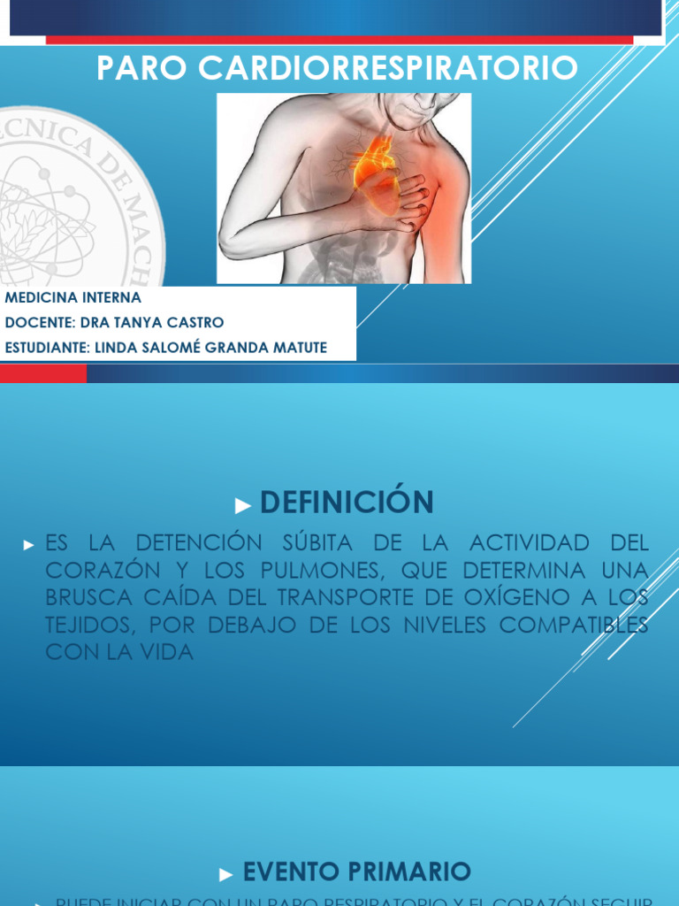 Paro Cardiorrespiratorio: Definición y Tratamiento | PDF | Paro ...