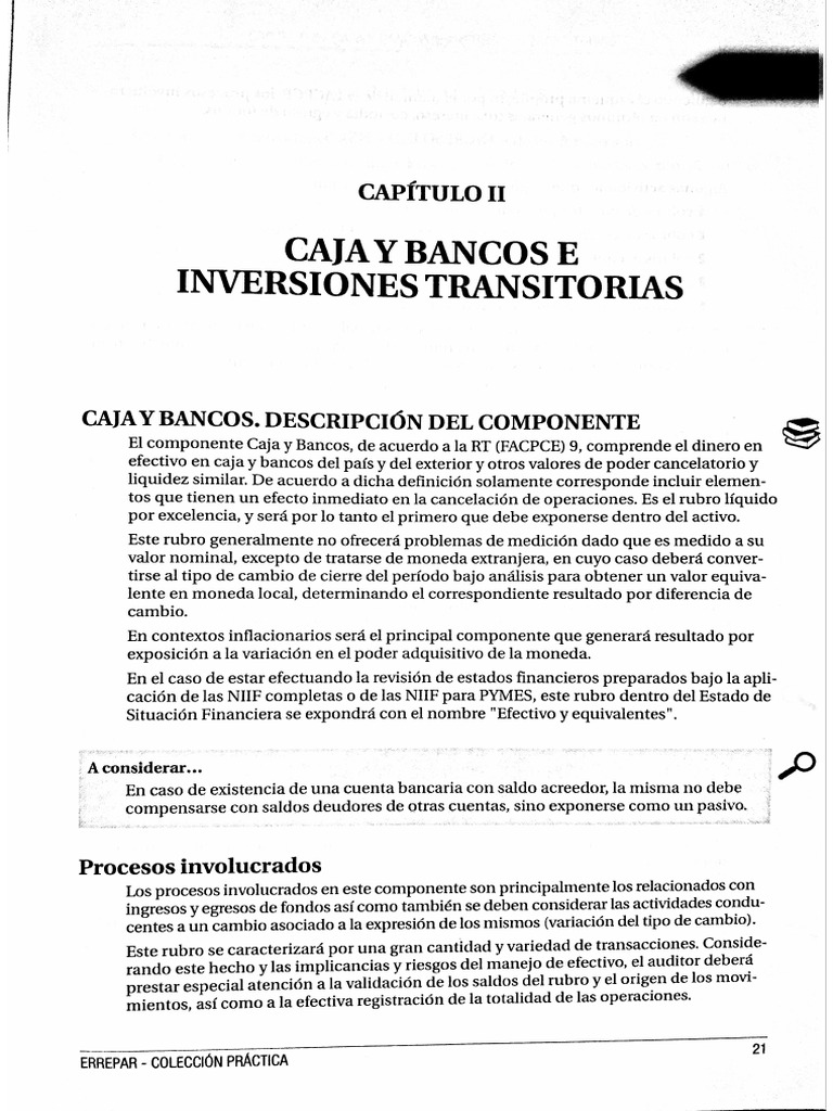 Caja y Bancos e Inversiones Transitorias (Errepar) | PDF