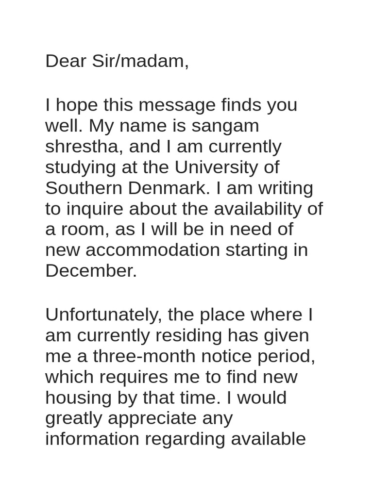 Room Inquiry for December Accommodation | PDF