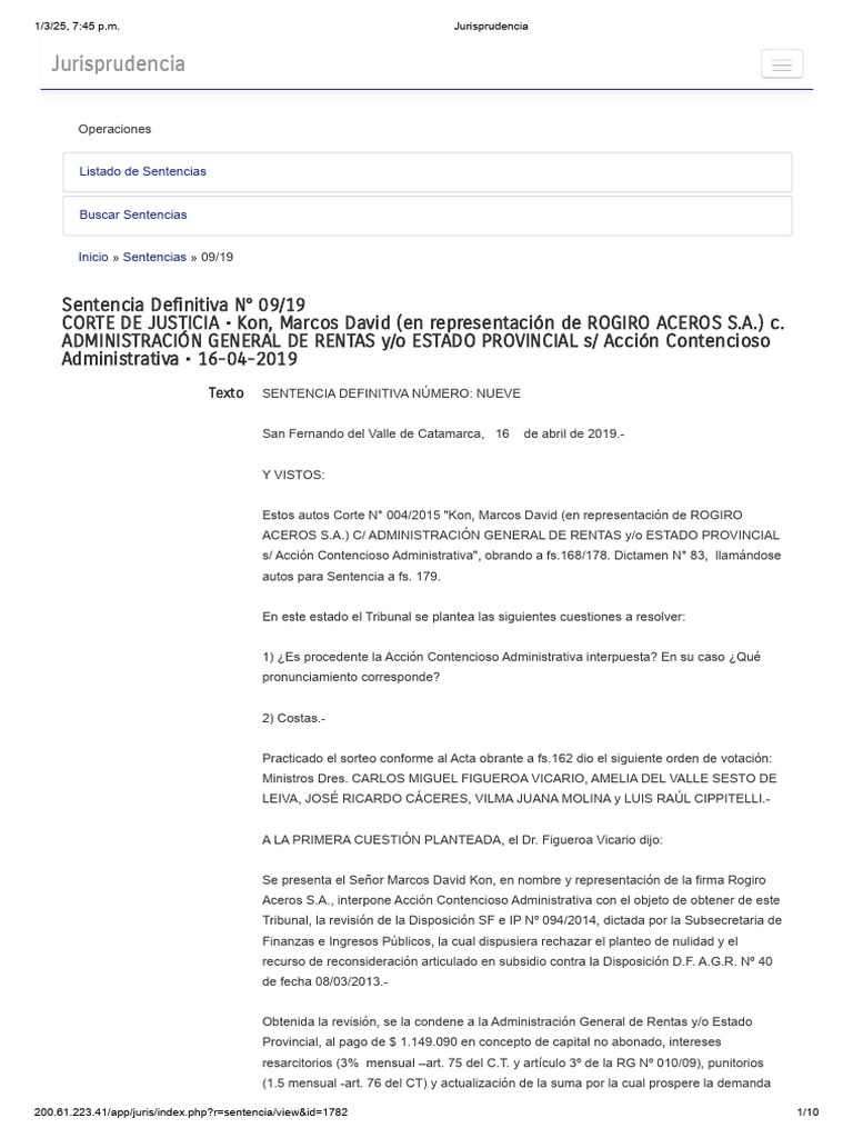 Sentencia Rogiro Aceros SA | PDF | Caso de ley | Demanda judicial
