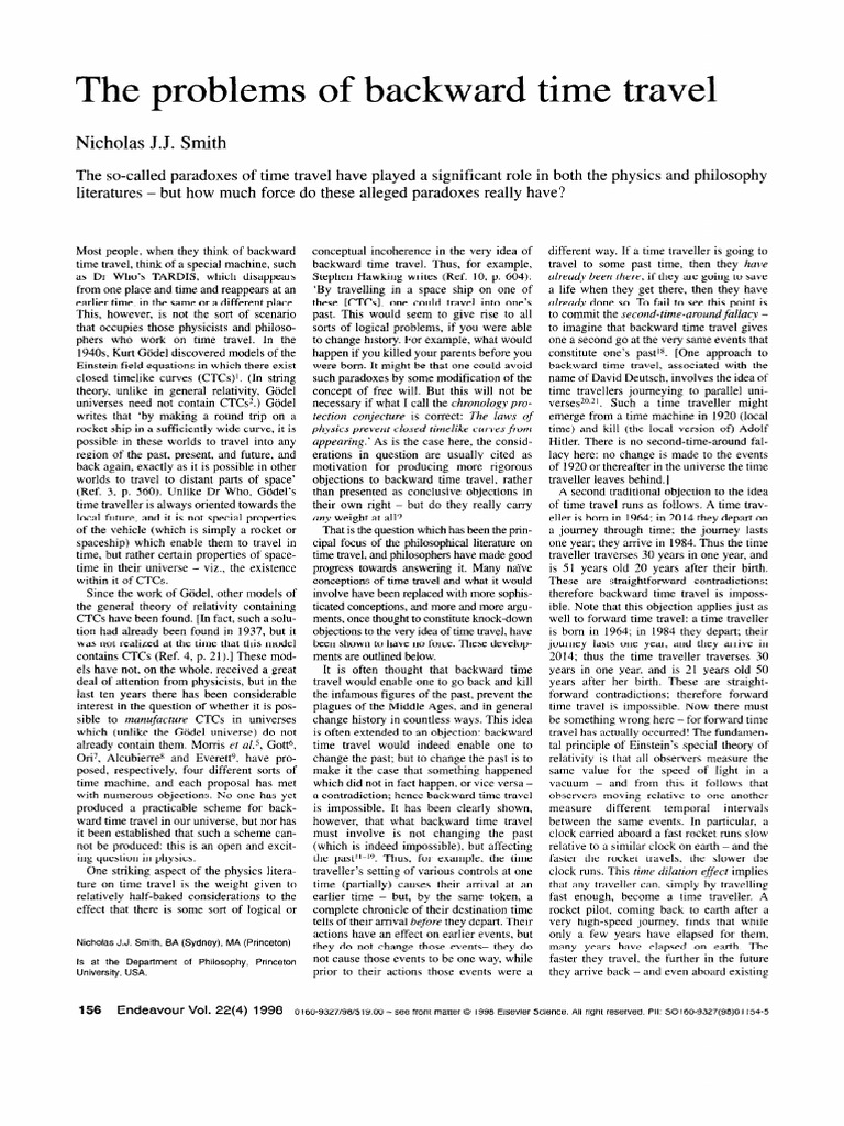 The Problems of Backward Time Travel | PDF | Time Travel | Theory Of Relativity
