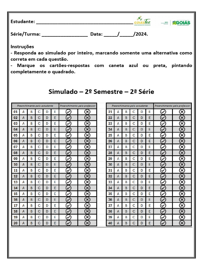 Simulado - 2 Série - 2º Semestre | PDF | Calor | Termodinâmica