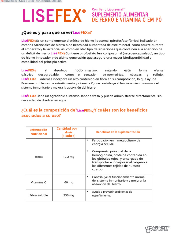 LISEFEX | PDF | Hierro | Vitamina C