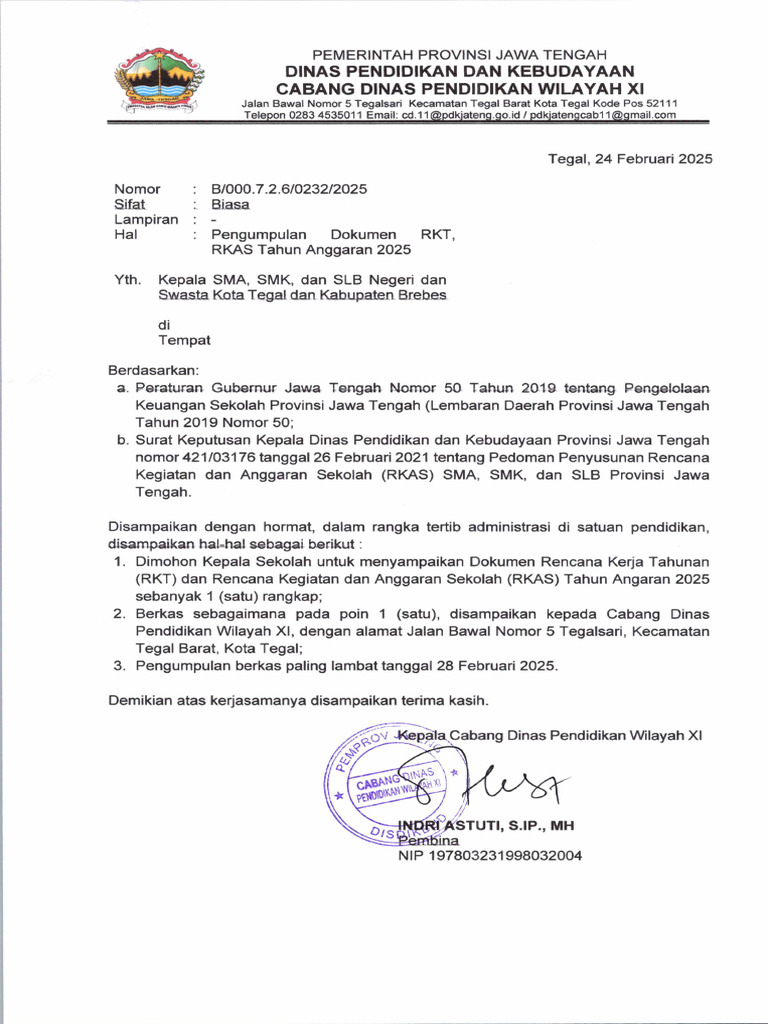 Pengumpulan RKT, Rkas Tahun Anggaran 2025 | PDF