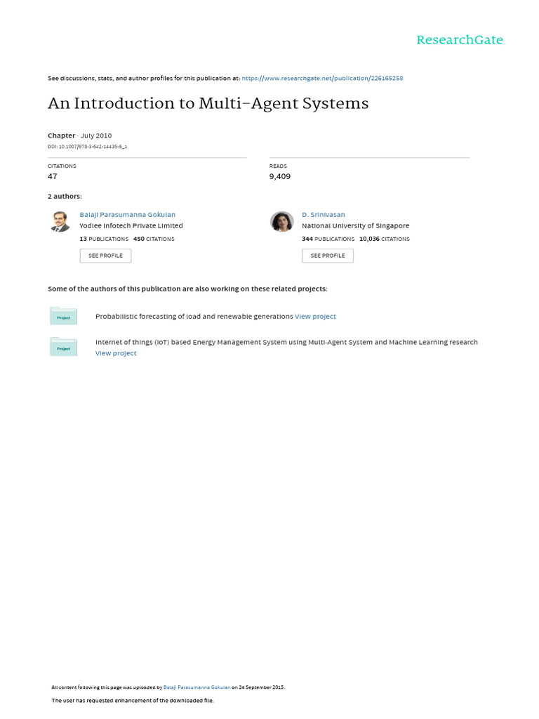 Introduction to Multi-Agent Systems | PDF | Hierarchy | Information
