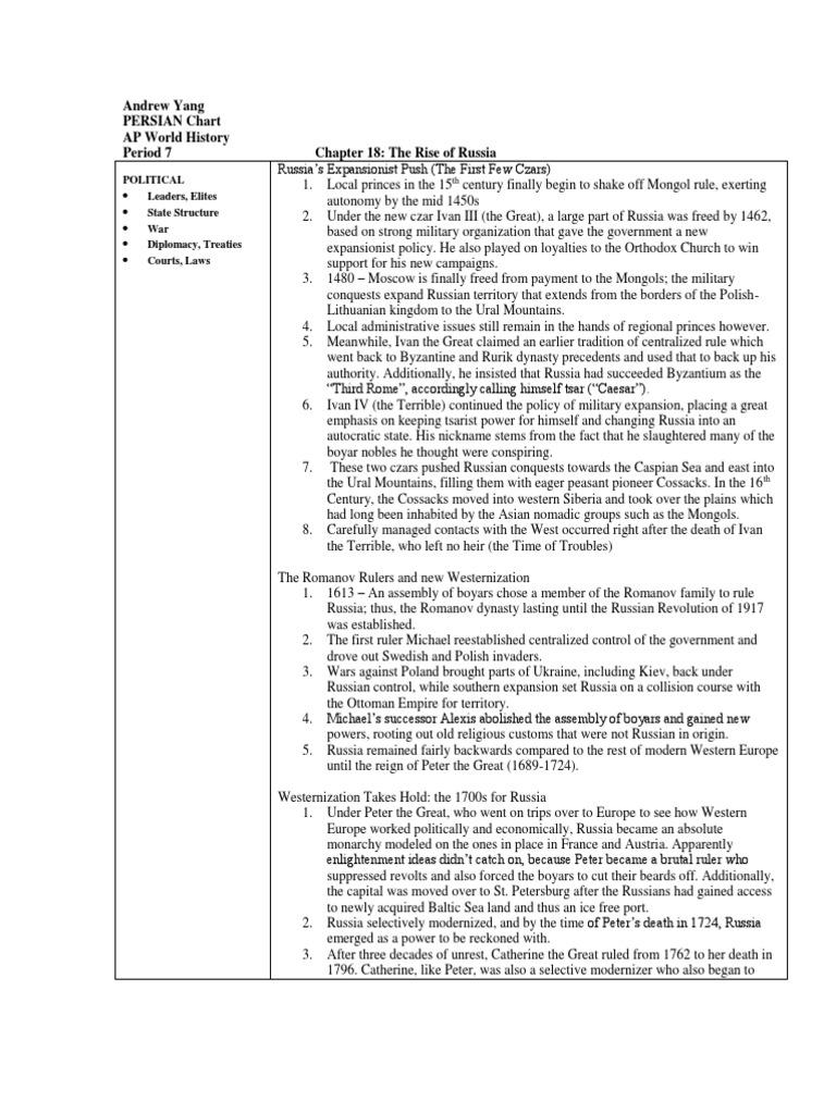 Andrew Yang Persian Chart AP World History Period 7 Chapter 18: The ...