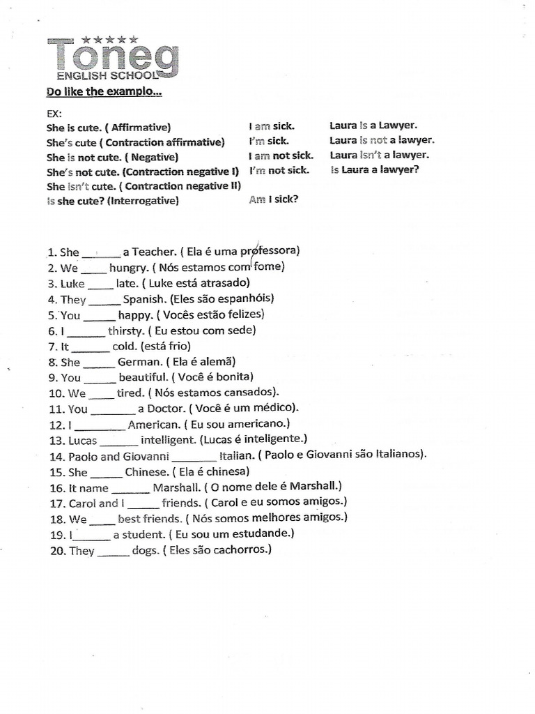 Exercises of Verbs To Be 1 | PDF