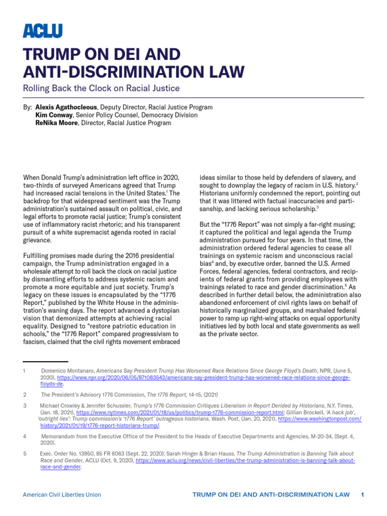 Memo_Trump_DEI_v4 | PDF | American Civil Liberties Union | American ...