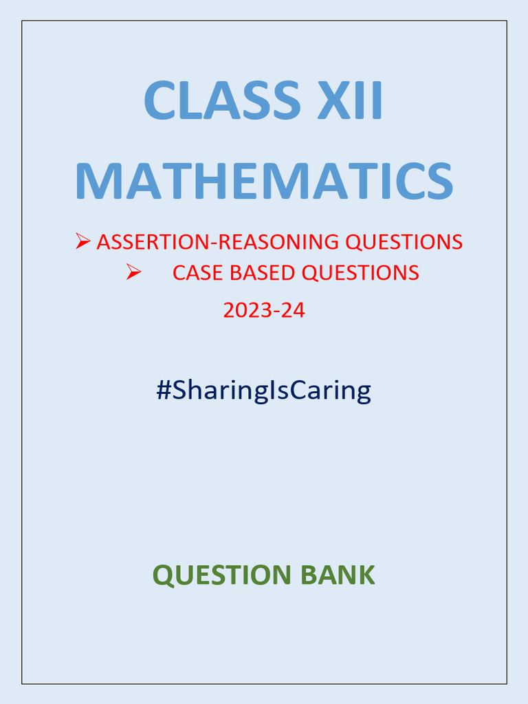 Class XII AR & CB Question Bank | PDF | Function (Mathematics) | Elections
