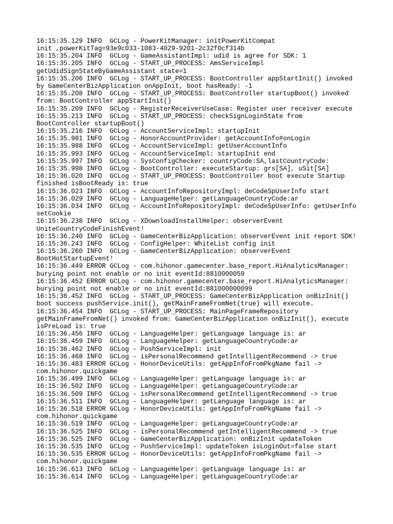 GameCenter Startup Process Log | PDF | Software Engineering | World Wide Web