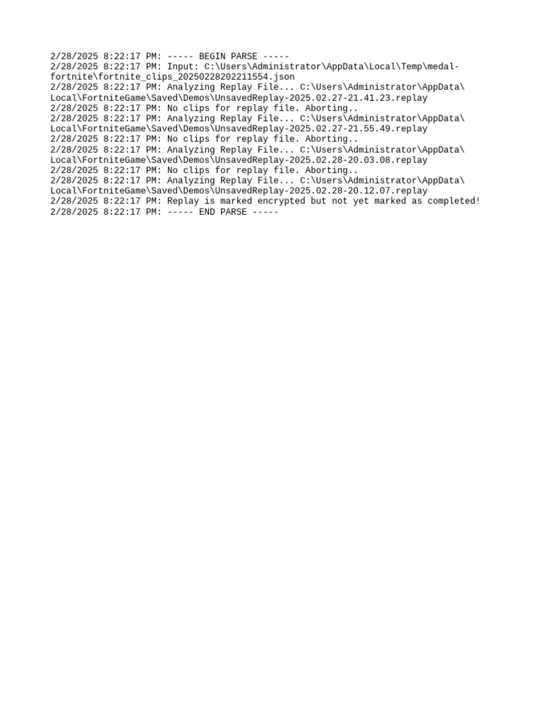 Fortnite Replay File Analysis Log | PDF