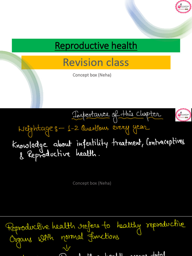 Reproductive Health NOTES CONCEPT BOX | PDF