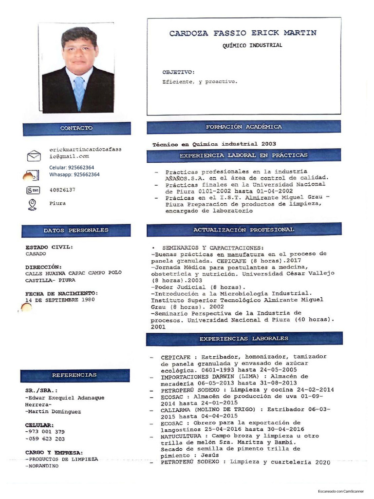 CV Erick Cardoza Fassio | PDF