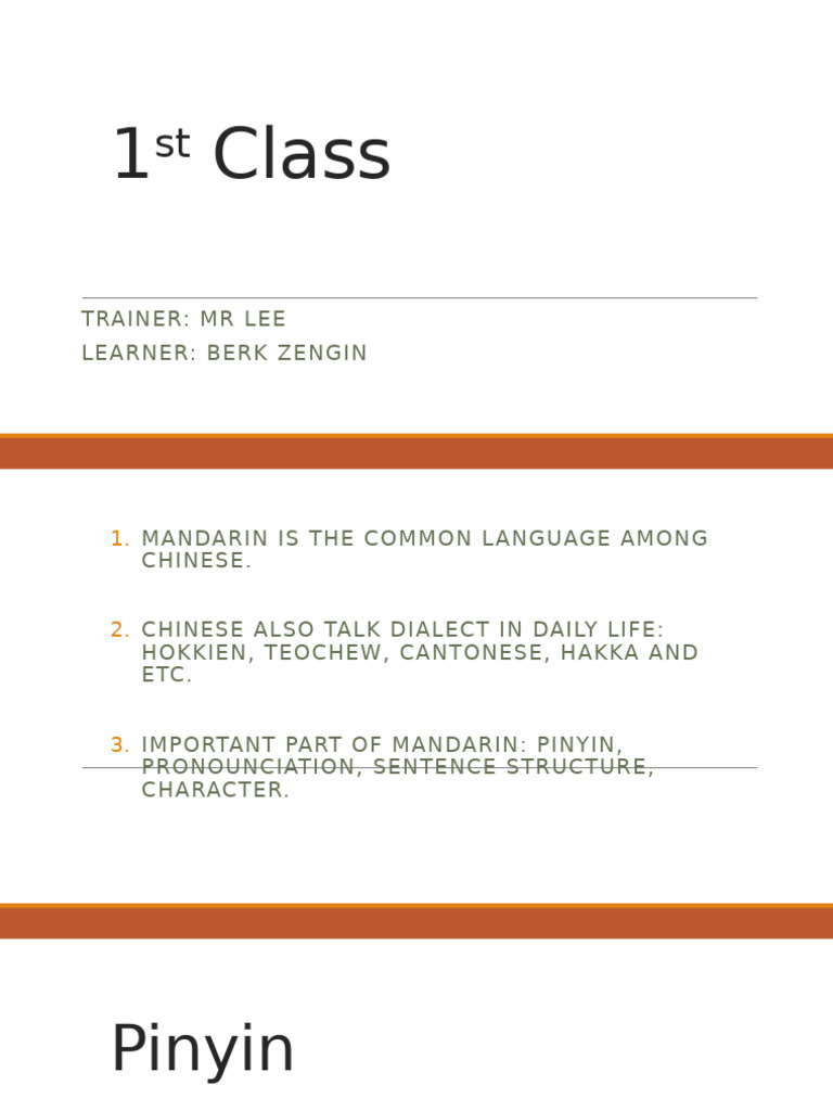 1st Class - Mandarin | PDF