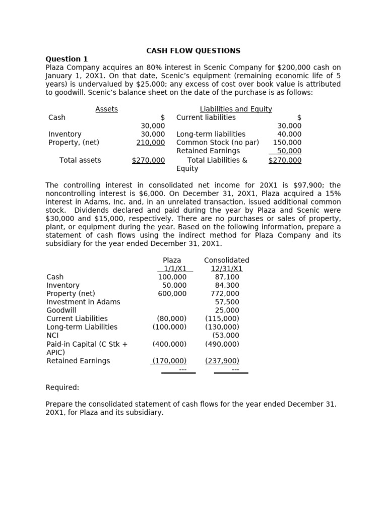 CASH FLOW Tutorial QUESTIONS | PDF | Book Value | Retained Earnings
