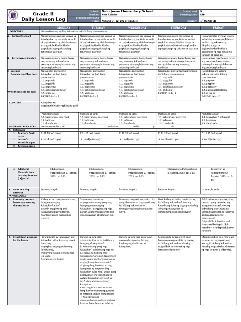 DLL - Esp 2 - Q1 - W1 | PDF