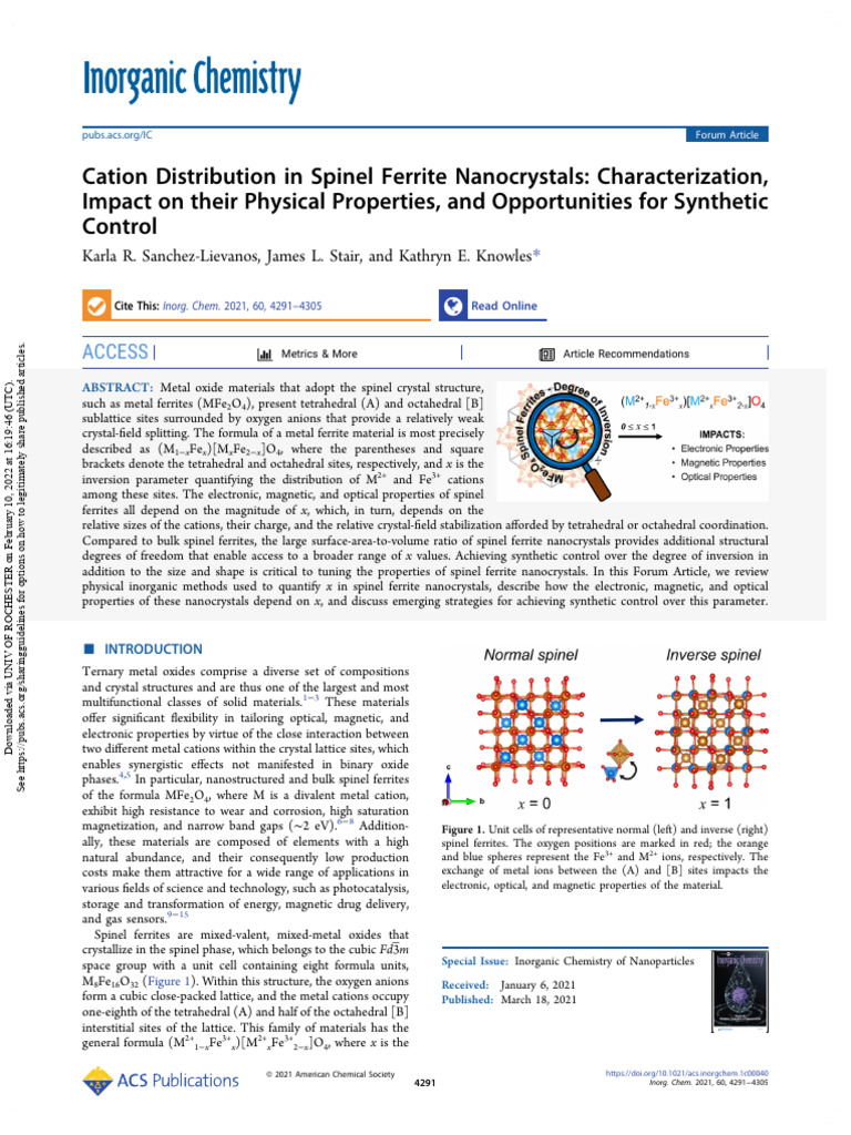 2022, Spinel Ferrite Nanocrystals Distribution | PDF | Spectroscopy ...