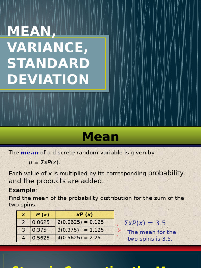4. Mean Variance Standard Deviation 075751 | PDF | Variance | Standard ...