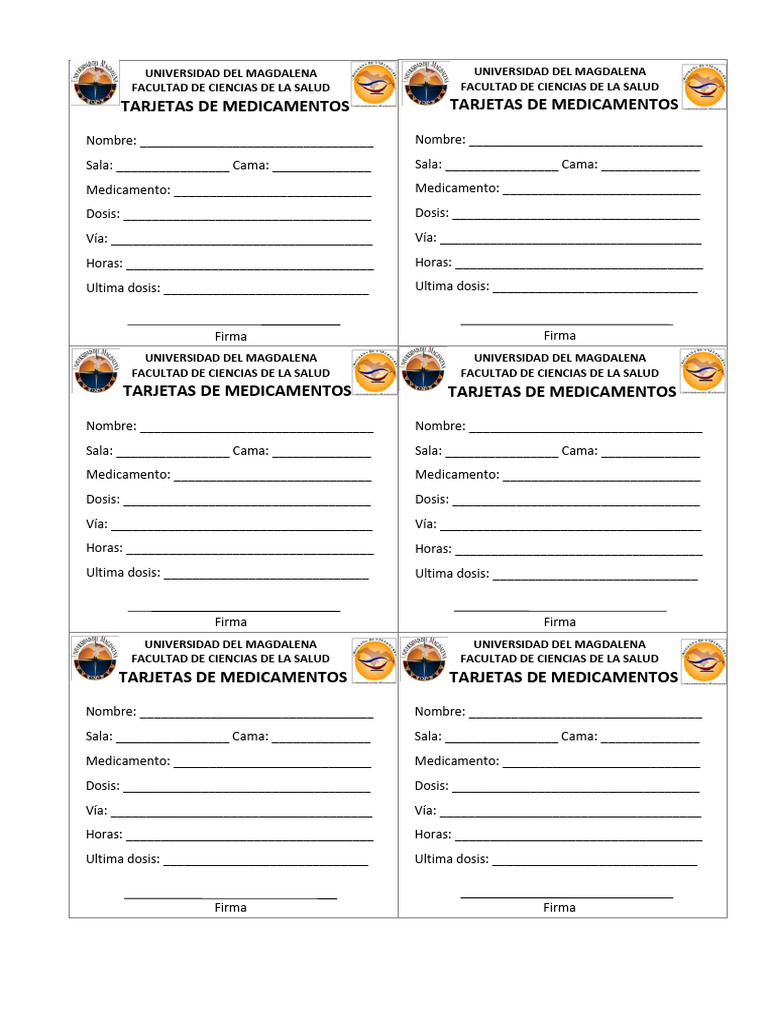Tarjetas de Medicamentos Universitarias | PDF | Farmacología | Farmacia