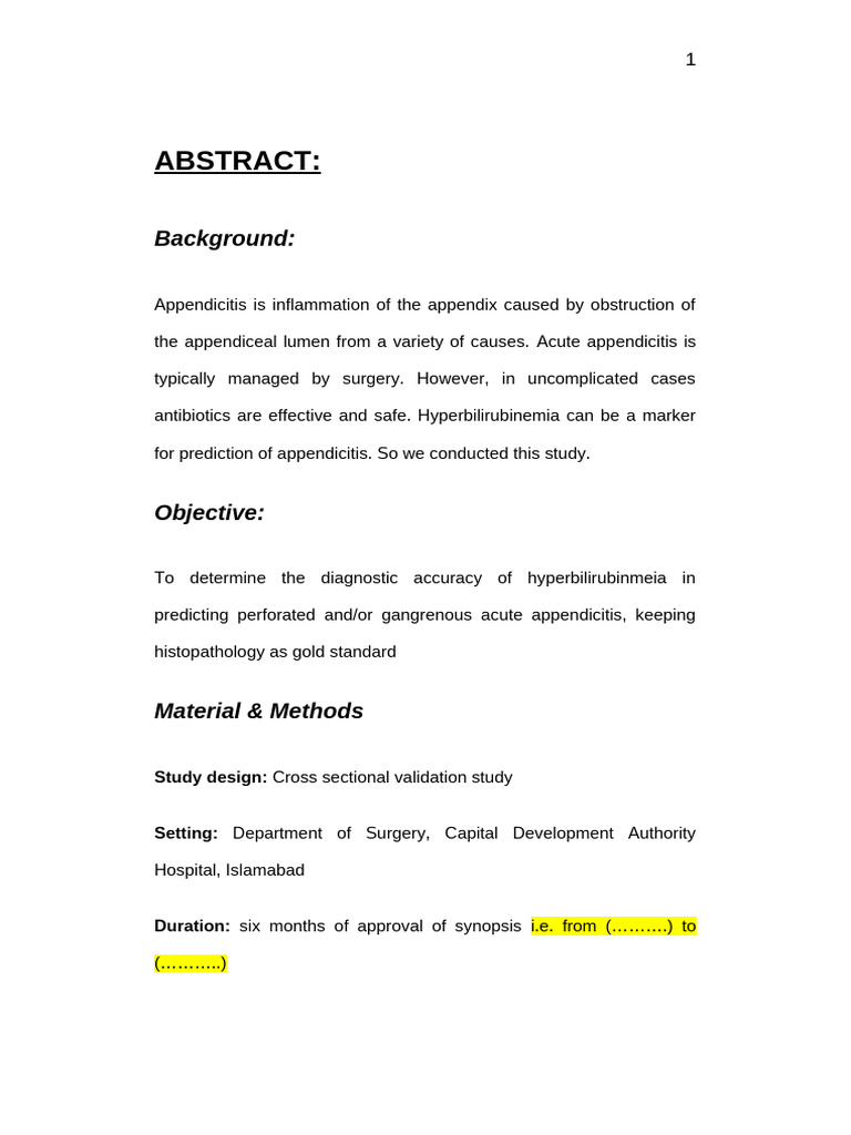 Article - Appendix - Docx Pinks | PDF | Sensitivity And Specificity | Clinical Medicine