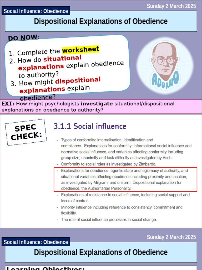 Dispositional Factors in Obedience Studies | PDF | Cognition ...