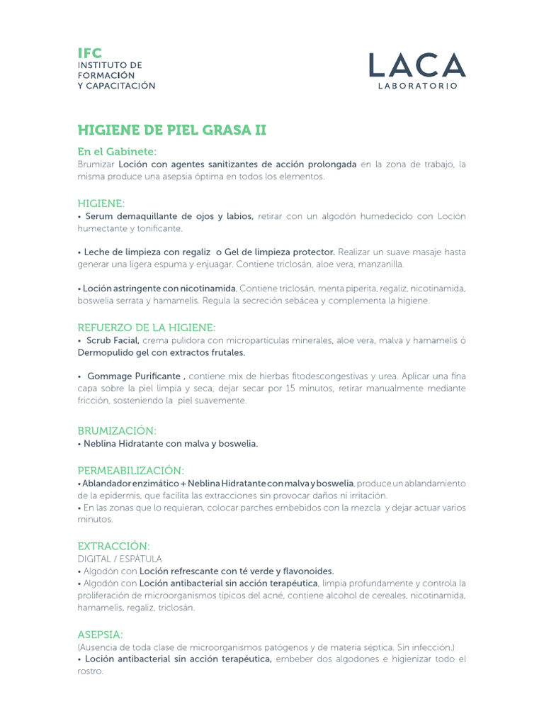 Protocolo - Higiene de La Piel Grasa II | PDF