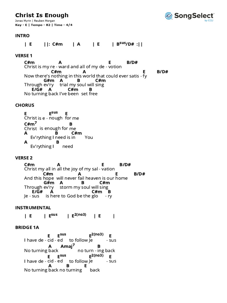 Christ Is Enough Chords E | PDF